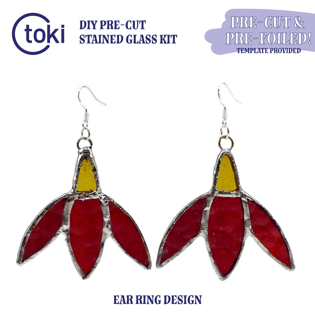 Pre-Cut Flower Ear Ring Stained Glass DIY – Hakko Products